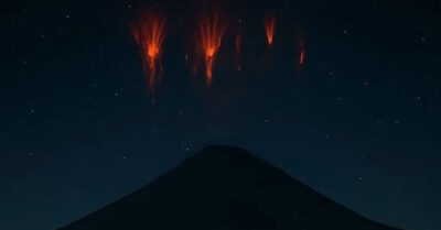 Red Sprites Illuminate Sky Near Fuego Volcano in Colima